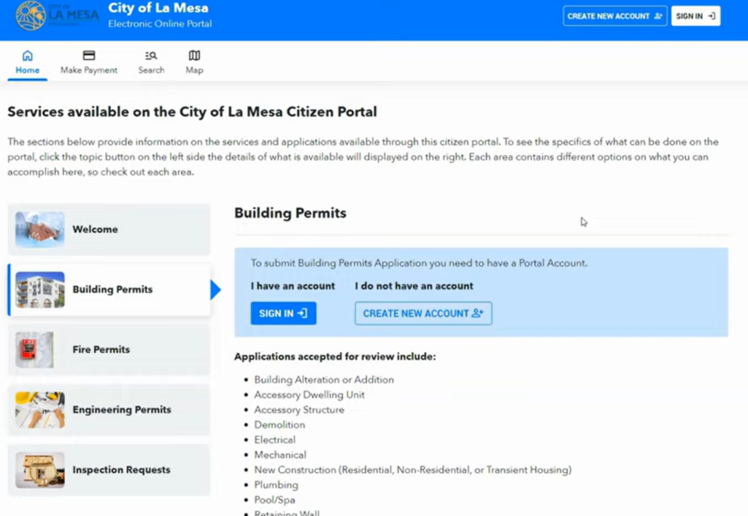 La Mesa - Applying for Building Permits through Maintstar - PERMITORS